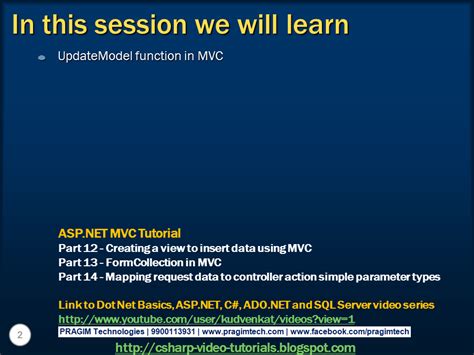 Sql Server Net And C Video Tutorial Part 15 Update Model Function In Mvc