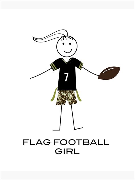 Funny Womens Flag Football Girl Illustration Stick Girl Poster For