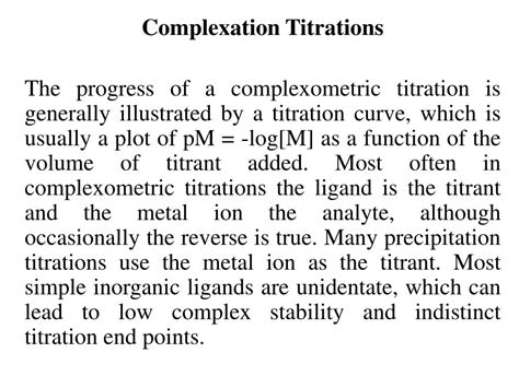 Ppt Chapter 17 Complexation Reactions And Titrations Powerpoint