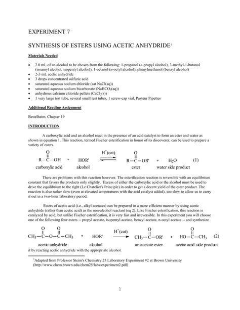 Chemistry 209 Expt 5 Esterification