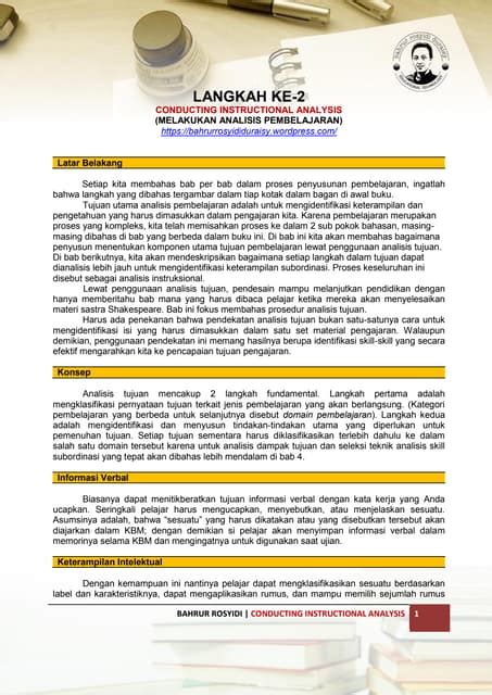 Langkah 2 Conducting Instructional Analysis Pdf