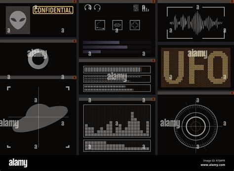 Computer Ufo Design The User Interface Of The Spacecraft Vector