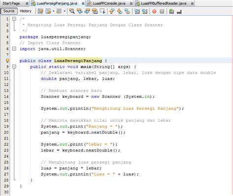 Menghitung Luas Persegi Panjang Dengan Java Menggunakan Class Scanner Class Console Dan