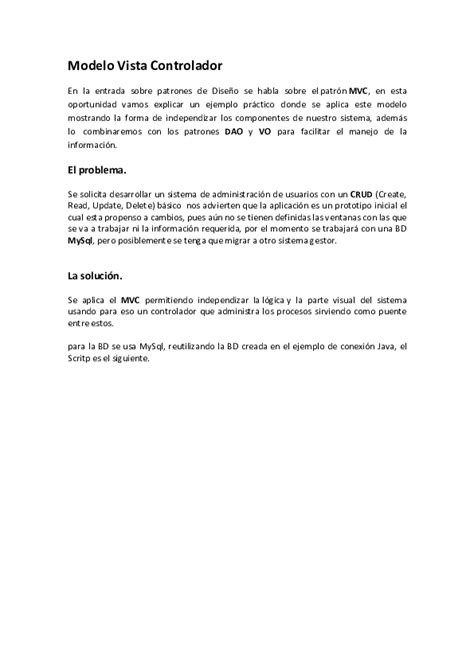 Pdf Ejemplo Modelo Vista Controlador