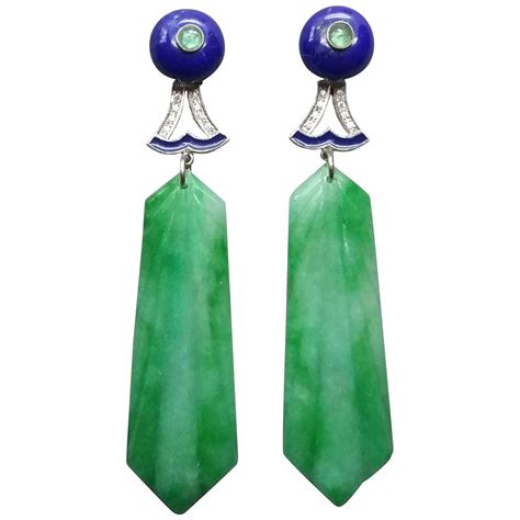 Art Deco Diamond And Lapis Lazuli Earrings At 1stdibs