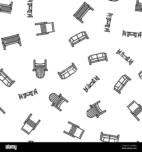 Outdoor Furniture Patio Garden Seamless Pattern Vector Stock Vector