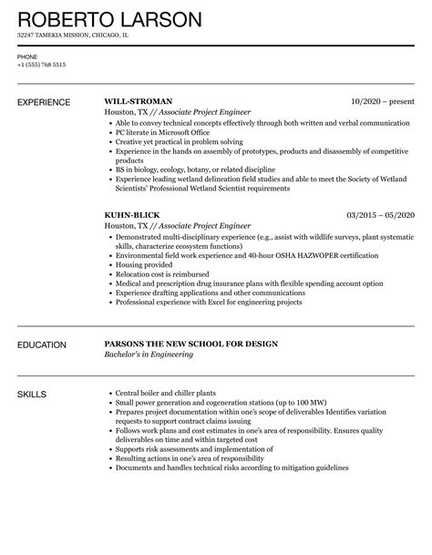 Associate Project Engineer Resume Samples Velvet Jobs