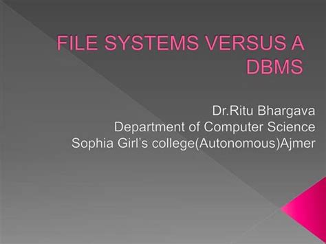 Difference Between File System And Dbmspptx