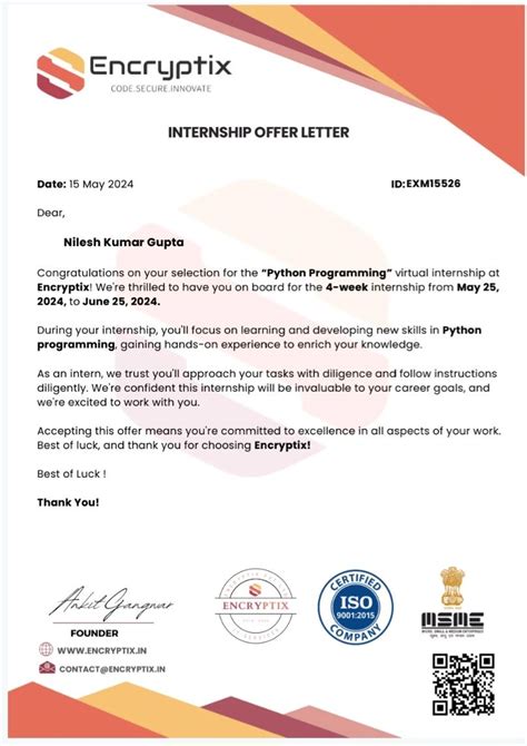nilesh kumar gupta on linkedin internship python encryptix excited