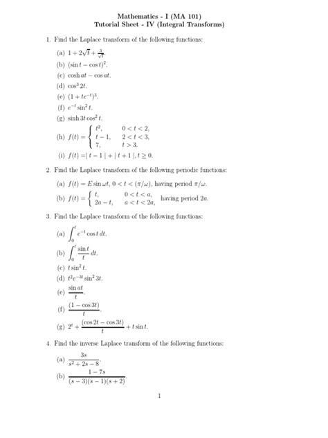 Laplace Transform Pdf Differential Calculus Algebra