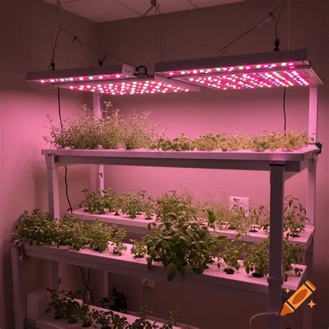 A Three Tier Hydroponics Setup With Lush Green Herbs Growing Under