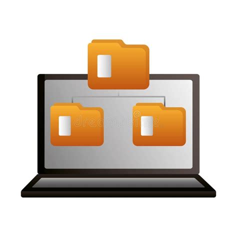 Laptop Data Folder Transfering Copy Stock Vector Illustration Of File Graphic 145349692