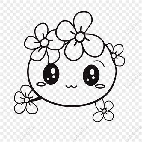 귀여운 귀여운 만화 꽃 얼굴 색칠 페이지 개요 스케치 드로잉 벡터몸짓웃다 Png 일러스트 무료 다운로드 Lovepik