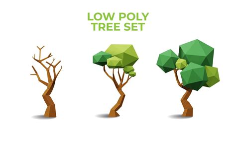 Collection Of Stylized Low Poly Trees Vector 3d Illustration 21789336