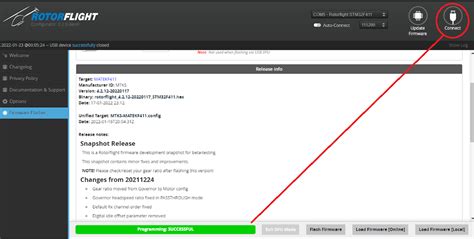 flashing the firmware rotorflight