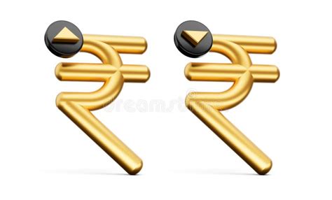 3d Gold Shiny Indian Rupee Symbol Increase And Decrease Icon On White