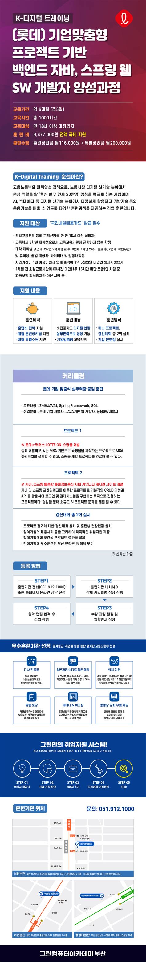 국비전액지원 K 디지털트레이닝 롯데기업맞춤형 프로젝트 기반 백엔드 자바 스프링 웹 Sw개발자 양성과정 요즘것들