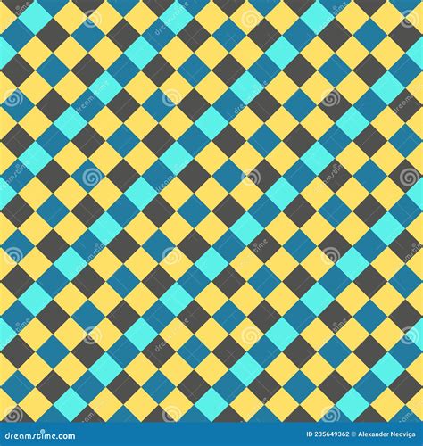 Yellow Gray Sky Blue Seamless Diagonal French Checkered Pattern