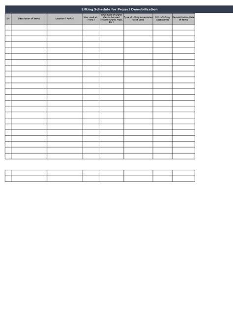 Lifting Project Schedule Pdf