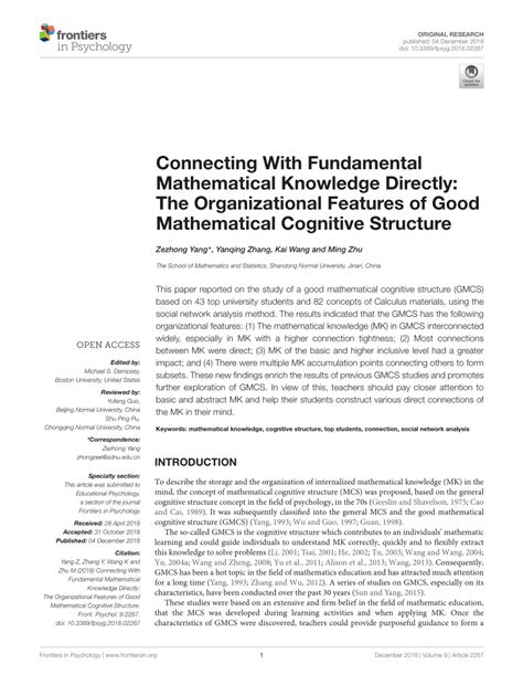 Pdf Connecting With Fundamental Mathematical Knowledge Directly The Organizational Features