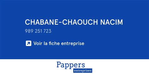Chabane Chaouch Nacim Chiffre Daffaires Statuts Extrait Dimmatriculation