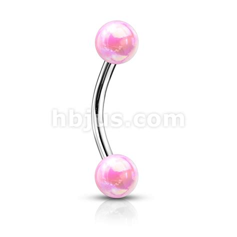 Metallic Ab Coating Balls Over 316l Surgical Steel Curved Barbells For