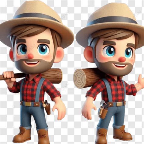3d Cartoon Cute Farmer White Background Ute Farmer White Background