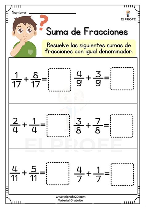 Ejercicios De Suma De Fracciones De Igual Denominador