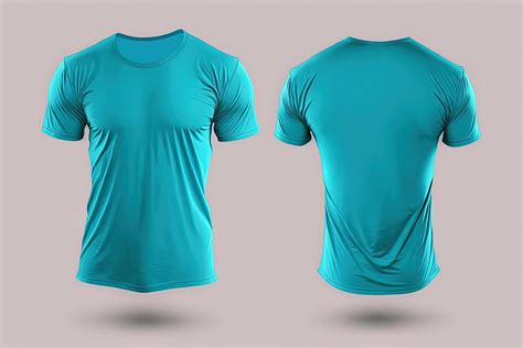 Photo Realistic Male Cyan Color T Shirts With Copy Space Front And