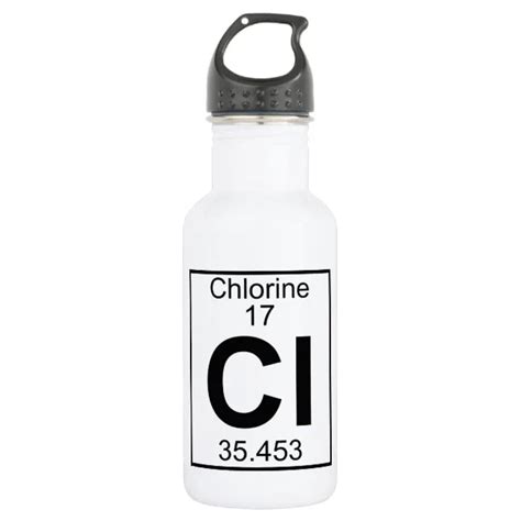 Element 017 Cl Chlorine Full Water Bottle Zazzle