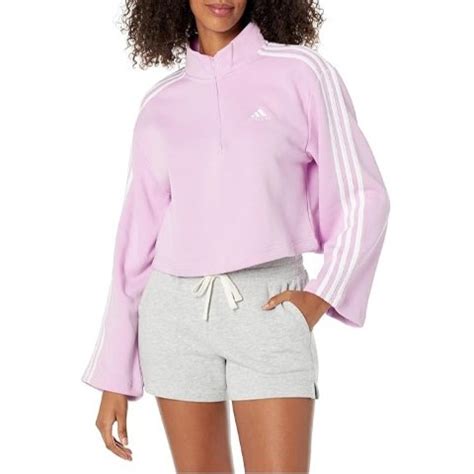Adidas Womens Essentials 3 Stripes Fleece Quarter Zip 2489