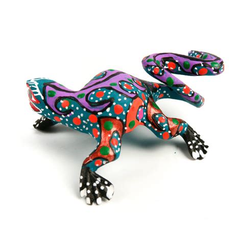 Iguana Mini Oaxacan Alebrije Wood Carving Mexican Folk Art Sculpture