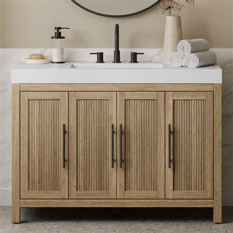 Glacier Bay Cargrove 48 In Single Sink Freestanding Oak Bath Vanity