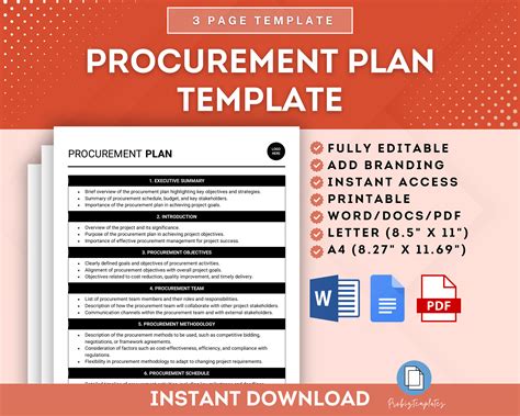 Procurement Plan Template Procurement Strategy Template Purchase Plan