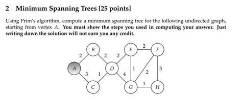 Solved Minimum Spanning Trees Points Using Prim S Chegg