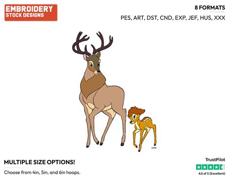 Bambi Father Disneys Bambi Embroidery Design In 3 Sizes And 8