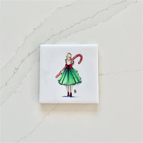 Candy Cane Girl Blonde Coaster Melsys Illustrations