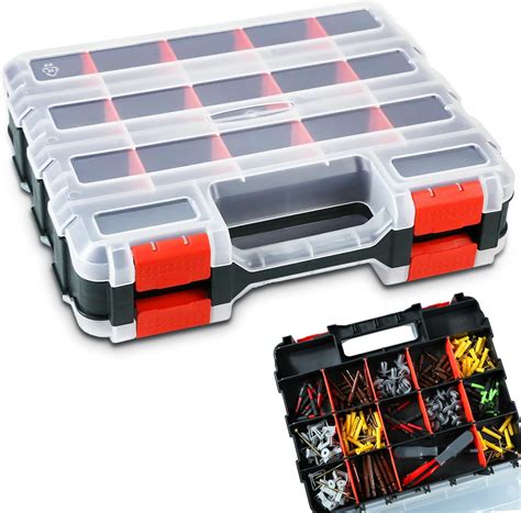 Amm Tool Box Double Side Tool Box Organizer With 34 Compartments Removable Dividers Tackle