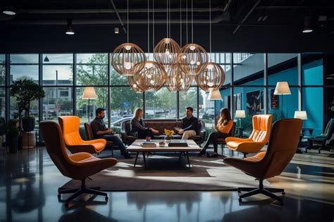Premium Ai Image A Modern Office With Comfortable Collaborative Spaces Generative Ai