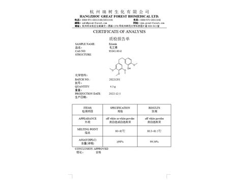 杭州瑞树生化有限公司 白藜芦醇紫檀芪（紫檀茋）辣椒素（辣椒碱）四氢喹啉香兰素胺沙格雷酯中间体甲基吡唑ca 4姜黄素