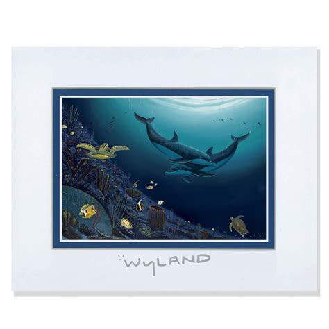 Wyland Art Matted Mini Print Ocean Reef Life Sea Turtle And Dolphin