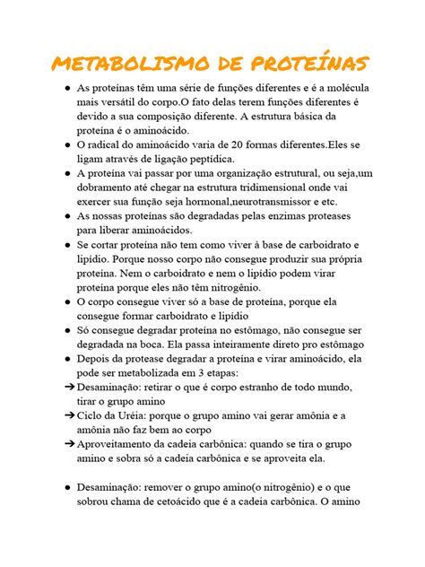 Metabolismo De Proteínas Pdf