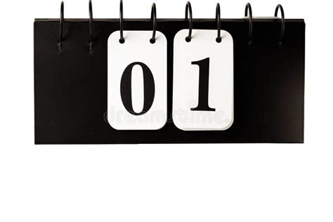 close up view of calendar with selected date 01 isolated on white