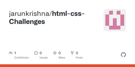 Github Jarunkrishnahtml Css Challenges