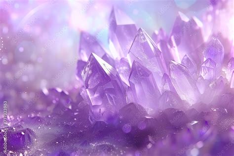 A Cluster Of Radiant Purple Crystals Illuminated By Soft Ethereal