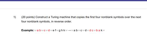 Solved Construct A Turing Machine That Copies The First Four