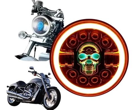 Farol Angel Eyes Drl Led 7 Polegadas 60w Moto Harley Honda Frete Grátis