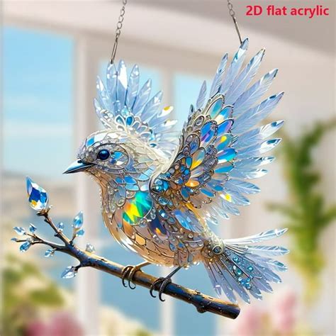 Crystal Sky Bluebird Stained Art Ornamentstained Art Ornament Glass