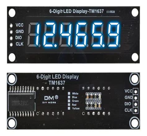 Display 7 Segmentos 6 Dígitos 036 Tm1637 Azul Arduino Mercadolivre