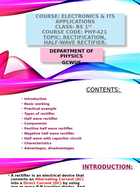 Bs 1st Ppt 9 Rectification Pdf Rectifier Direct Current